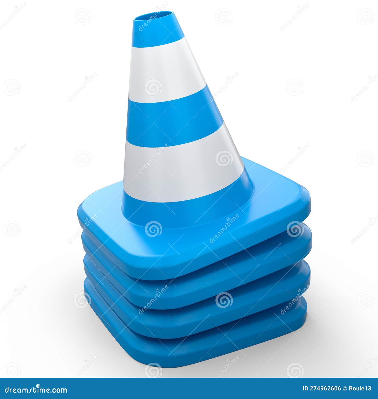 Set of Traffic Cones for Under Construction Road Work on White ...