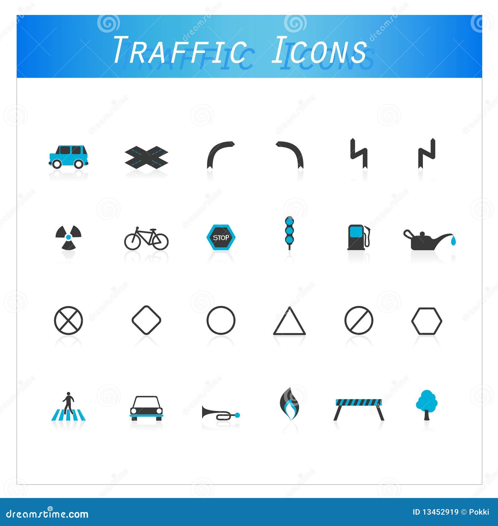 Set of traffic icons. stock vector. Illustration of safety - 13452919