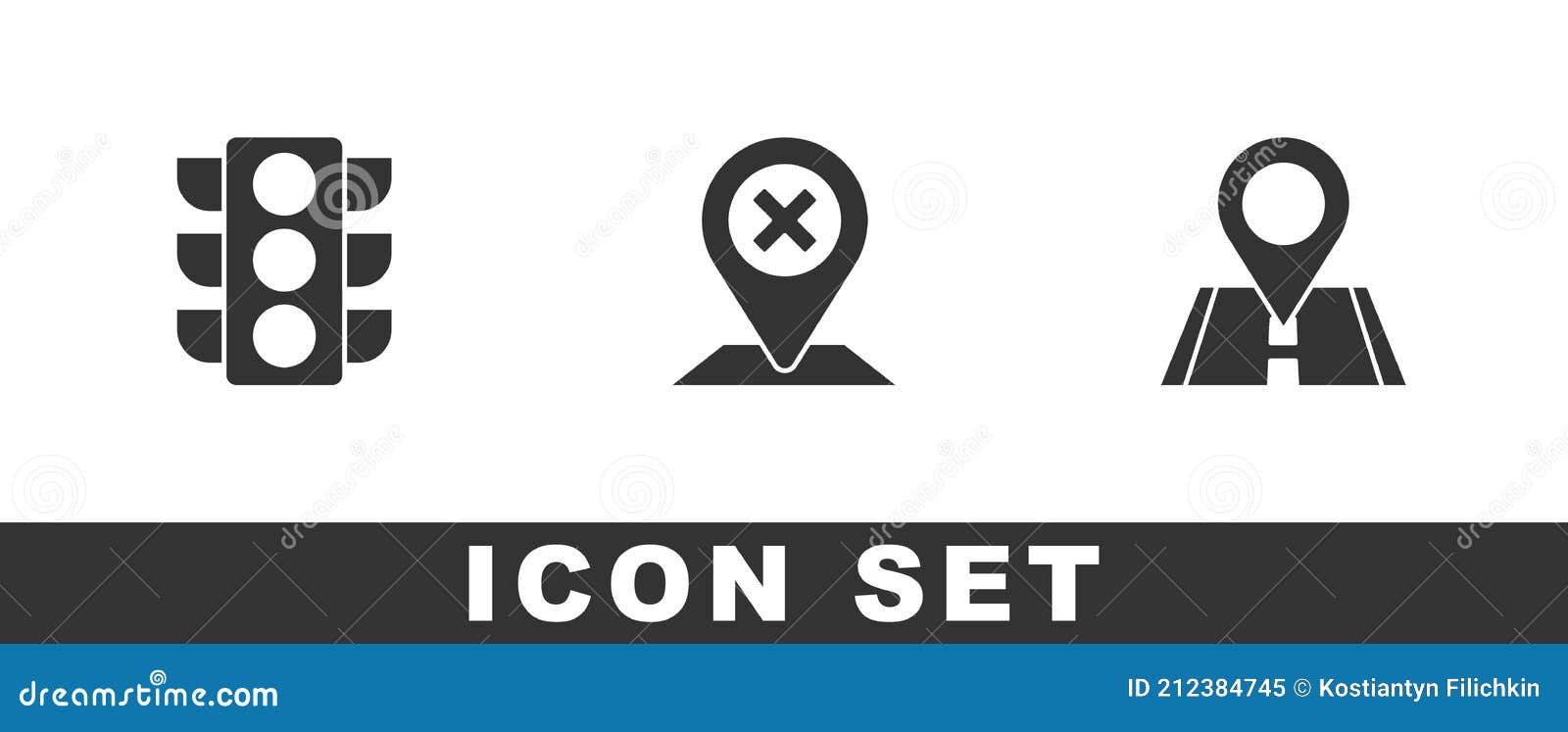 Set Traffic Light, Location and Icon. Vector Stock Vector ...