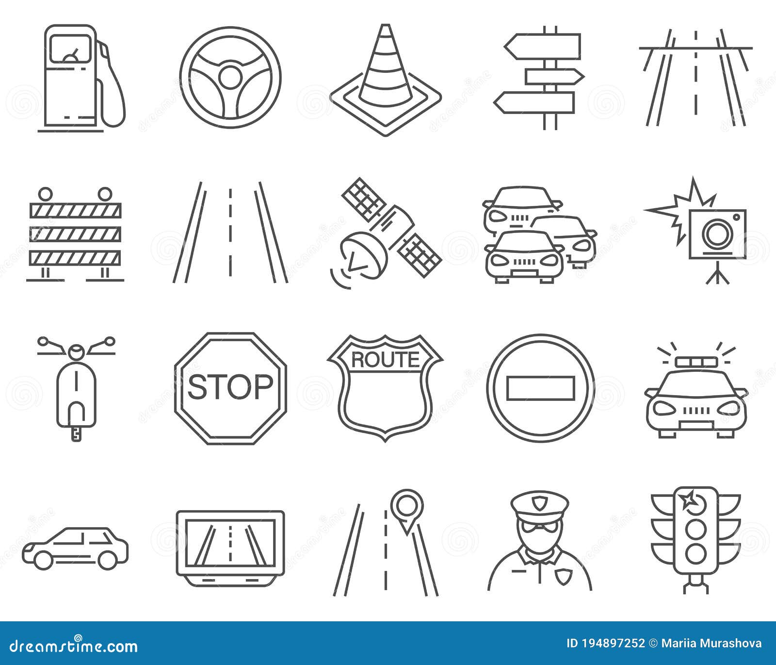 Set of Traffic Line Vector Icons. Stock Vector - Illustration of line ...