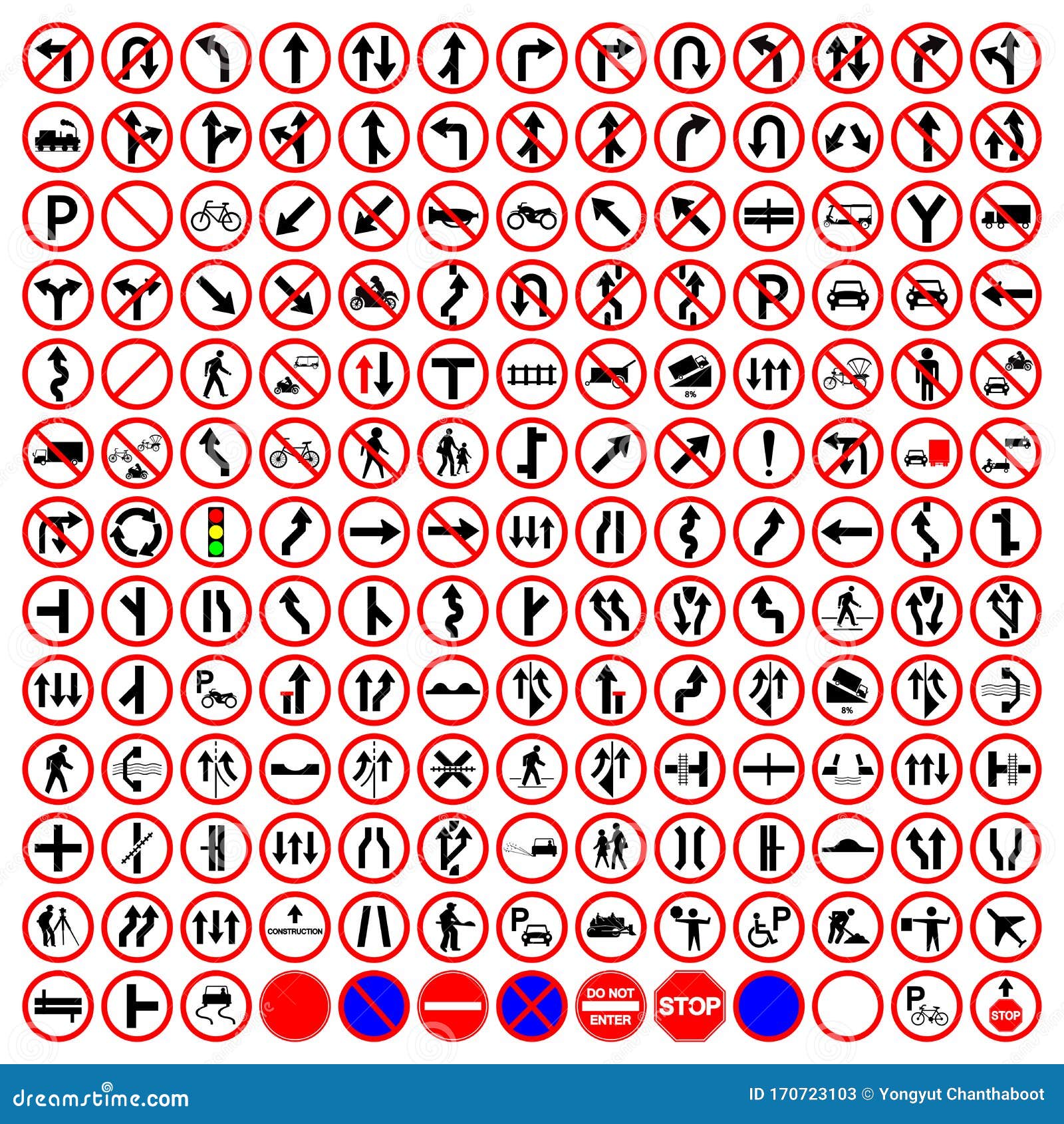 Set of Traffic Sign Prohibited, Vector Illustration, Isolated on White ...