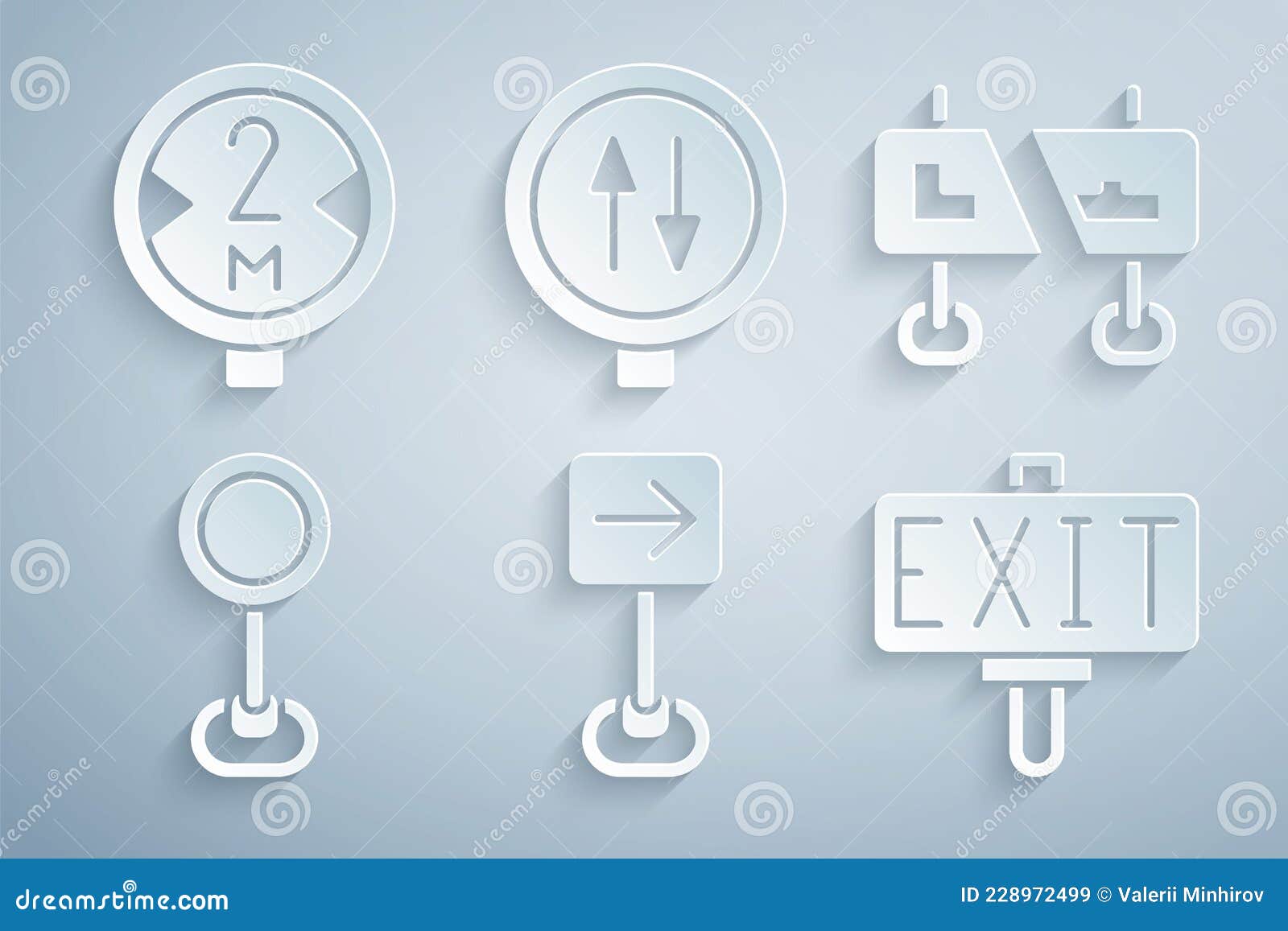 Set Traffic Sign Turn Right, Road Traffic, Fire Exit, Warning Two Way ...