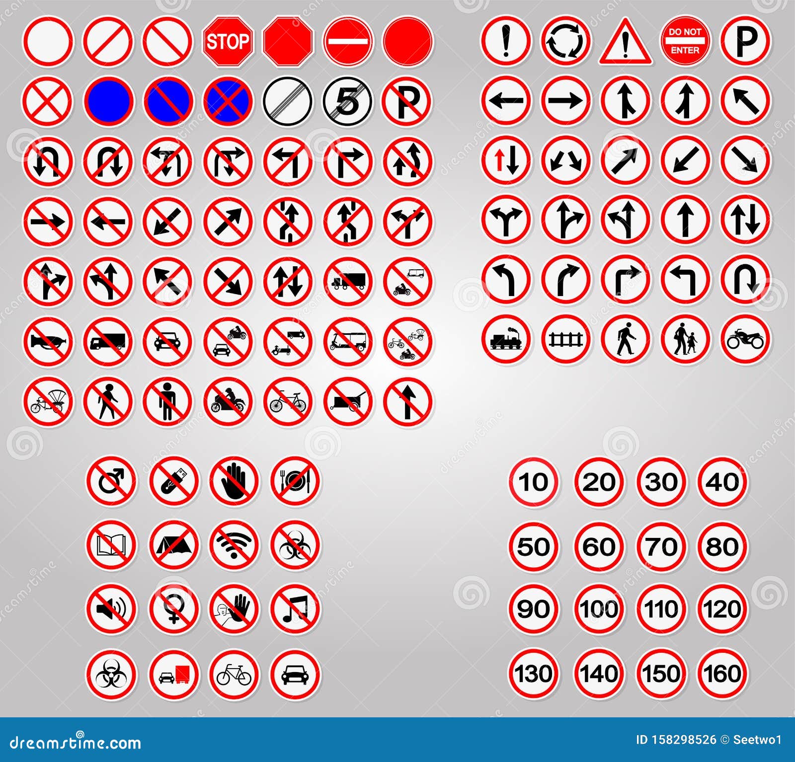 Set Traffic Signs,Prohibition,Warning Red Circle Symbol Sign Isolate on ... Set Traffic Signs,Prohibition,Warning Red Circle Symbol Sign Isolate on ...