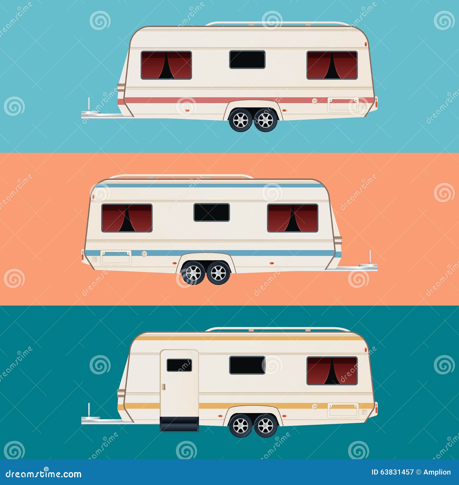 Set of trailers stock vector. Illustration of camp, leisure - 63831457
