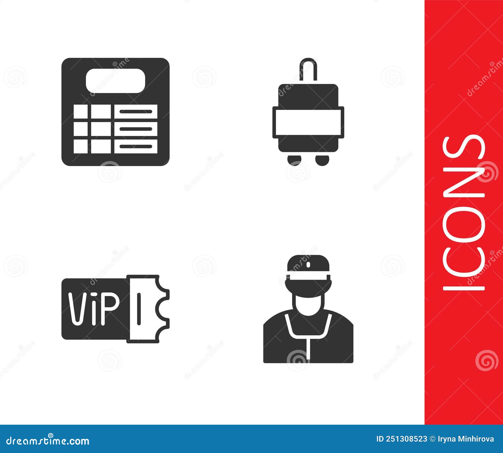 Set Train Conductor, Station Board, Ticket and Suitcase Icon. Vector ...
