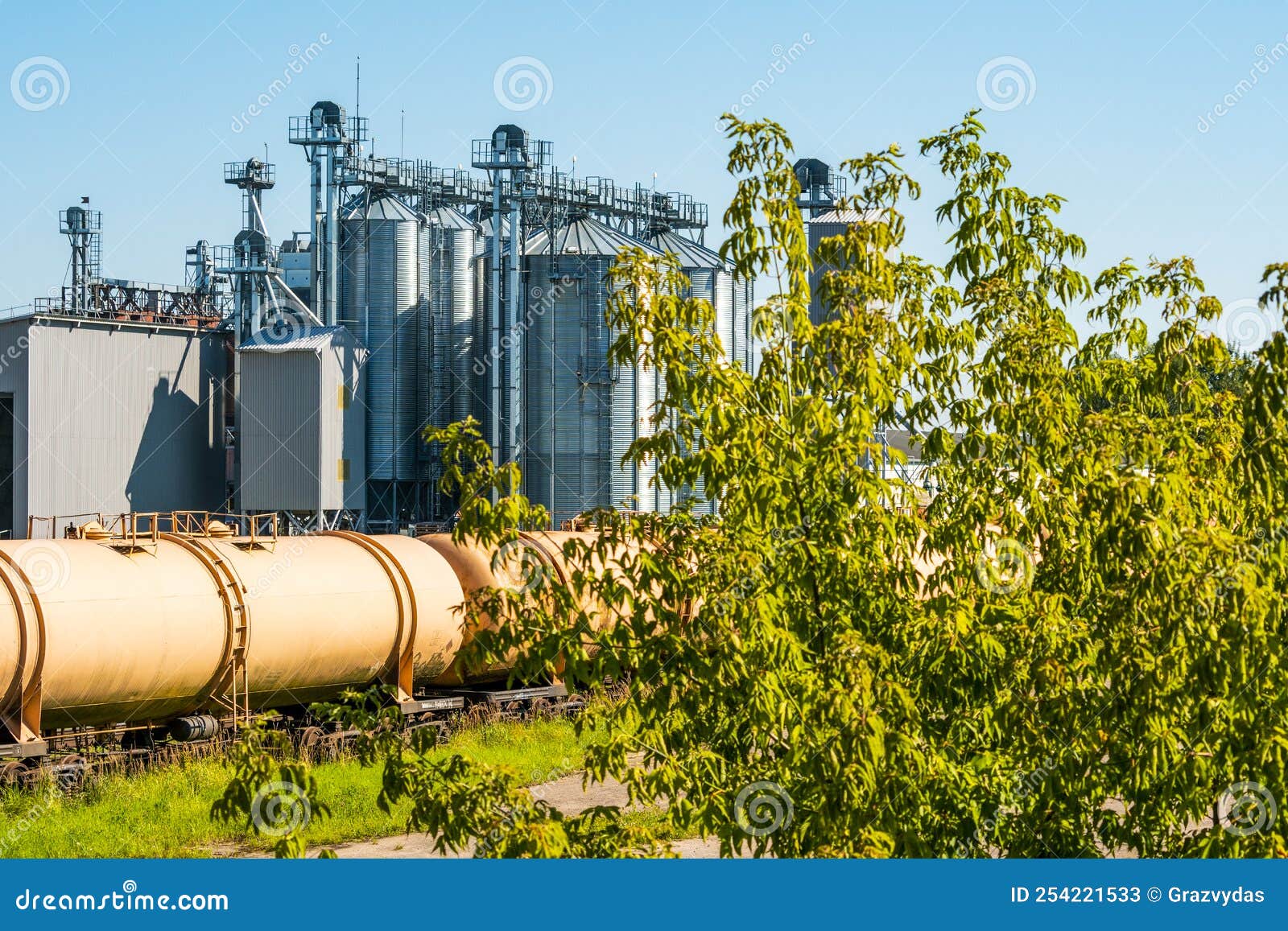 Set of Train Tanks Next To Plant for Grain Processing Stock Image ...