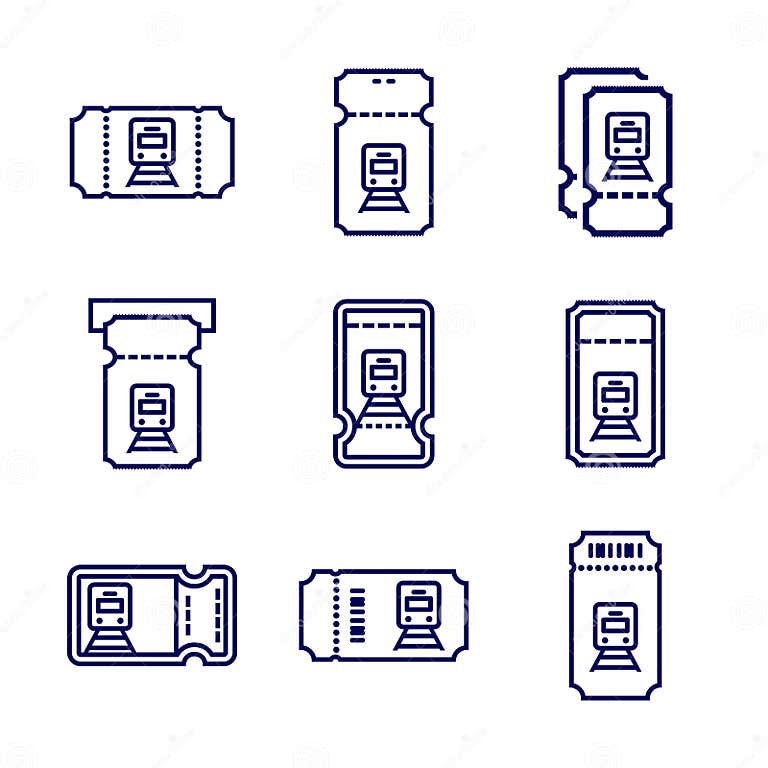 Set of Train Ticket Icon Design Logo Vector Template, Icon Symbol ...
