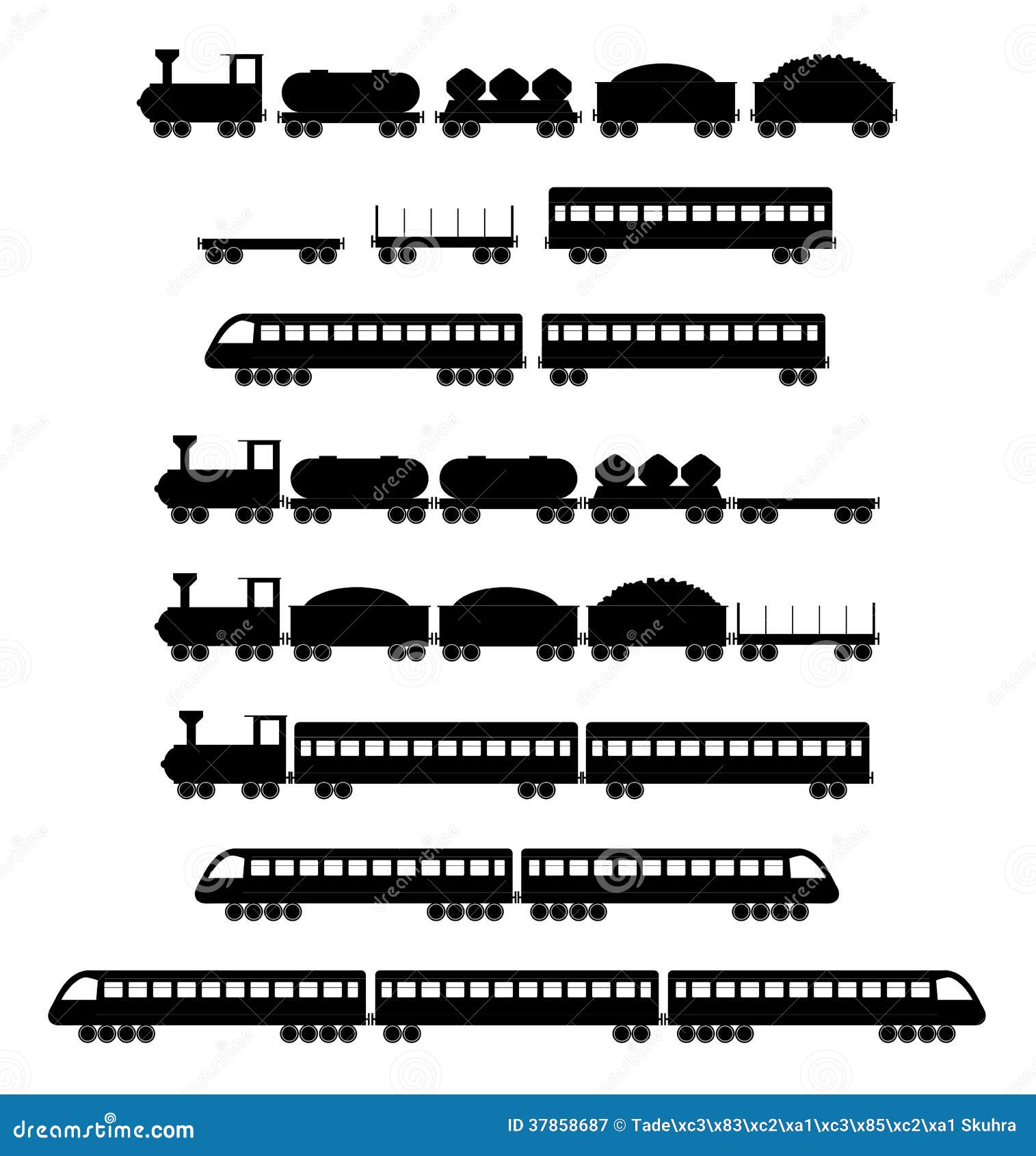 Set of train vectors stock vector. Illustration of icon - 37858687