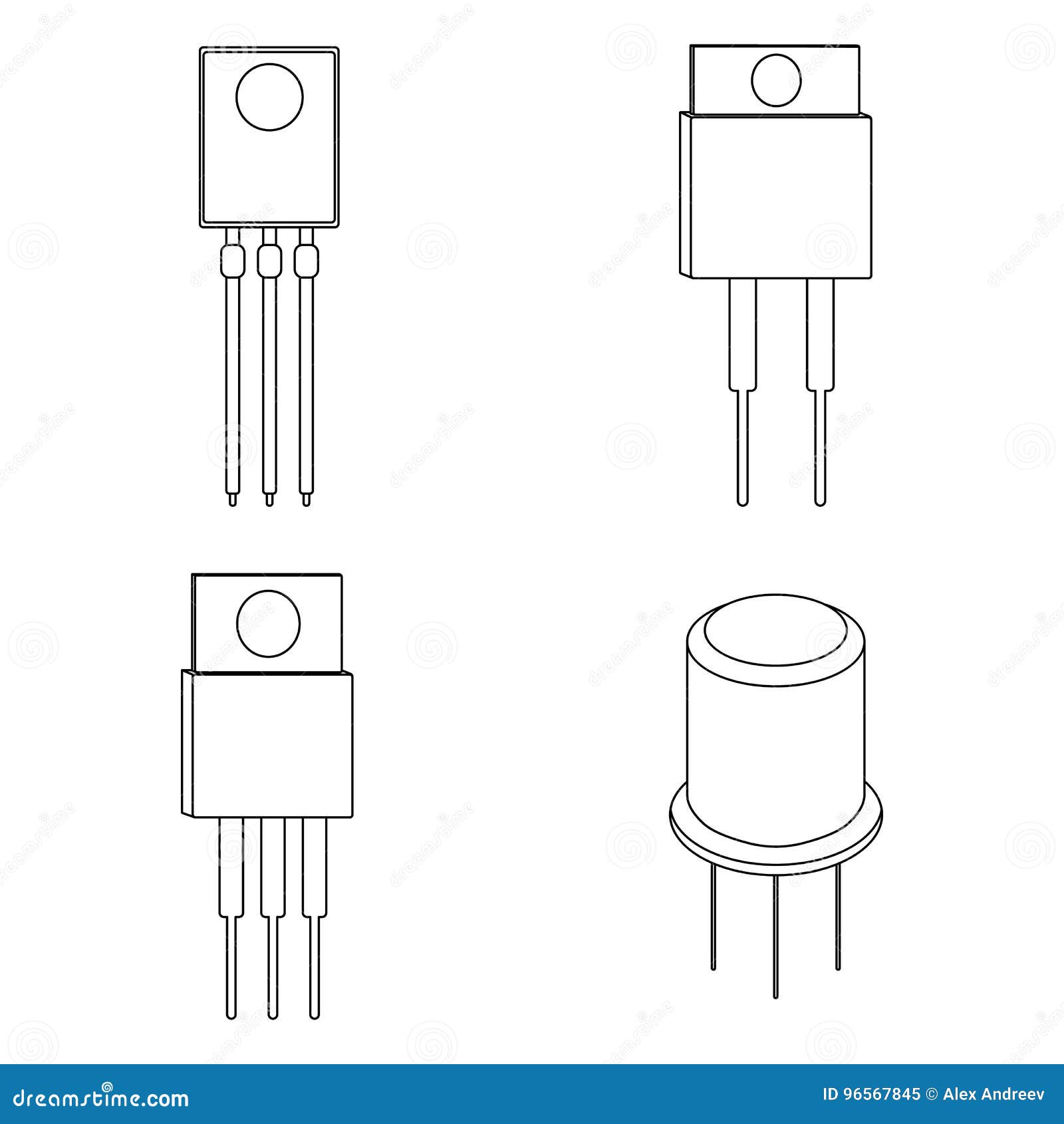 Set of Transistor Outline Icons. Vector Illustration Stock Vector - Illustration of engineering ...