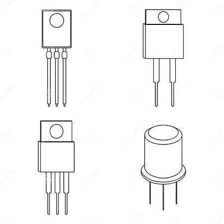 Set of Transistor Outline Icons. Vector Illustration Stock Vector ...