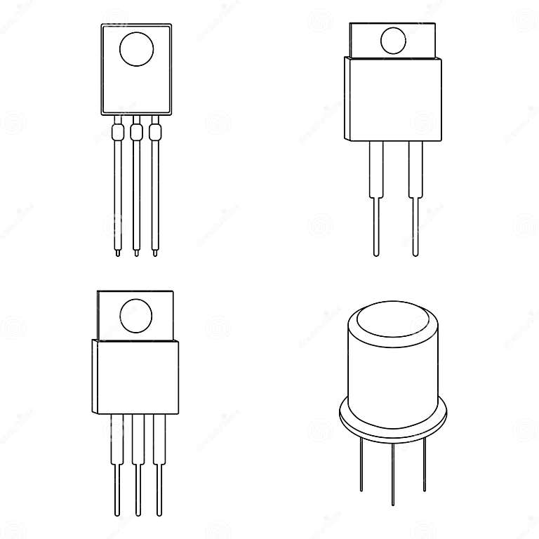 Set of Transistor Outline Icons. Vector Illustration Stock Vector ...