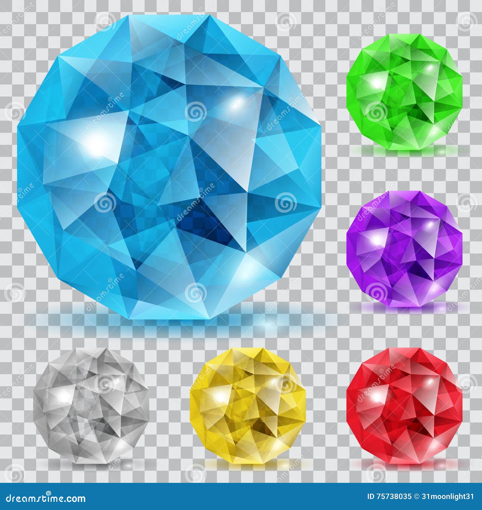 Set of translucent gems stock vector. Illustration of facet - 75738035