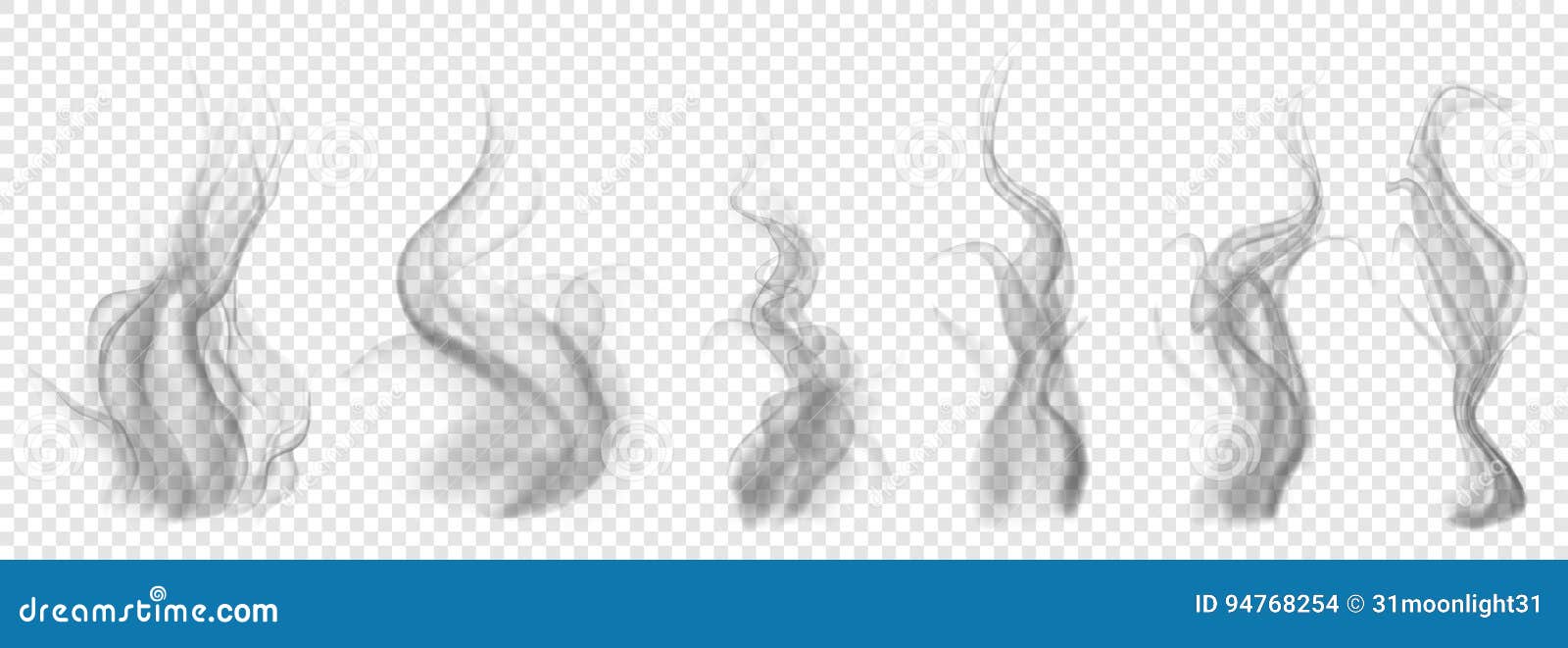 Set of Translucent Gray Smoke Stock Vector - Illustration of shape ...