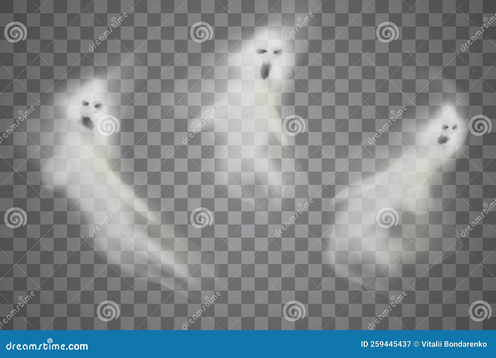 A Set of Translucent Isolated Phantoms. Ghostly Phantom Fly Figure or ...
