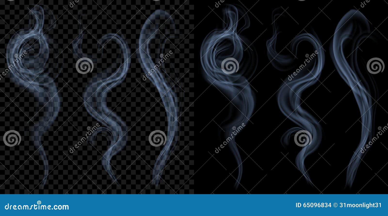 Set of Translucent Light Blue Smoke. Transparency only in Vector Stock ...
