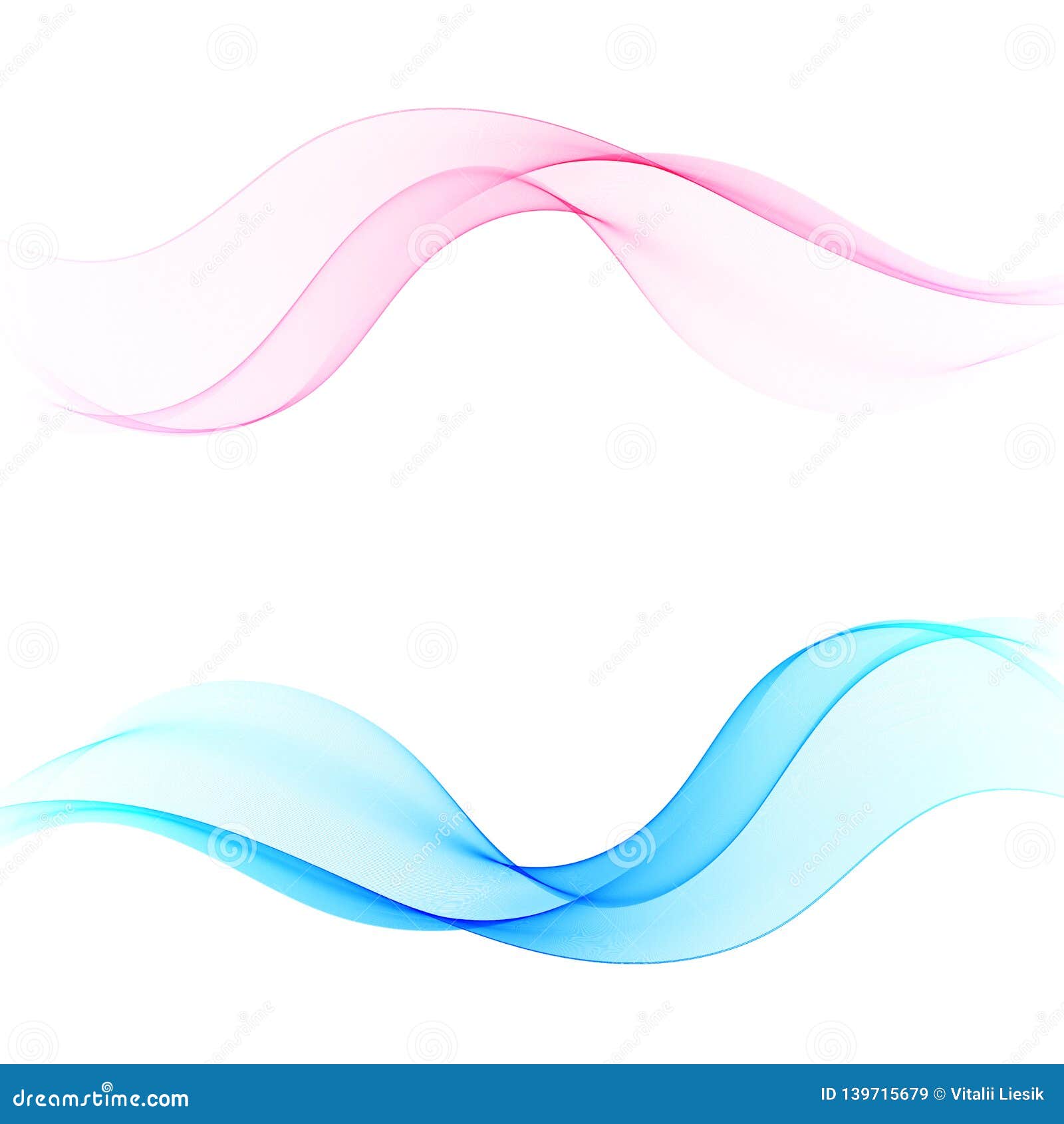 Set of Transparent Abstract Waves Blue and Pink. Stock Vector ...