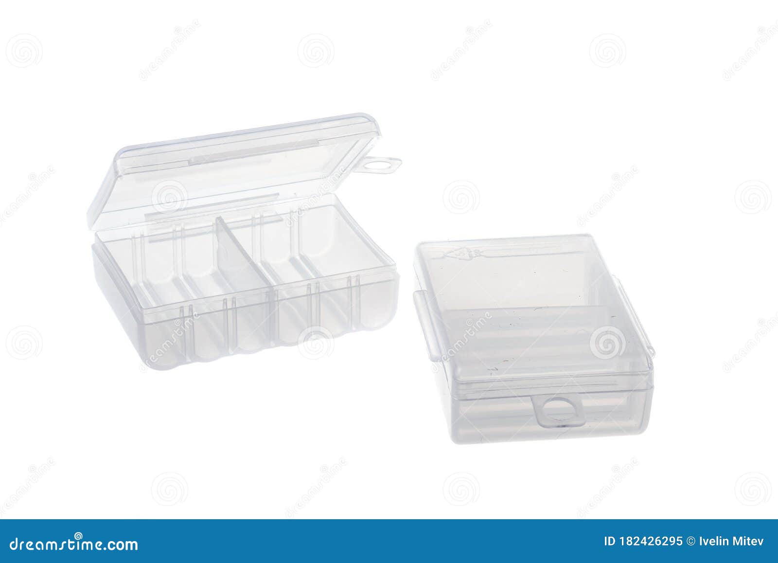 Set of Transparent Battery Holders, Isolated on White Background Stock ...