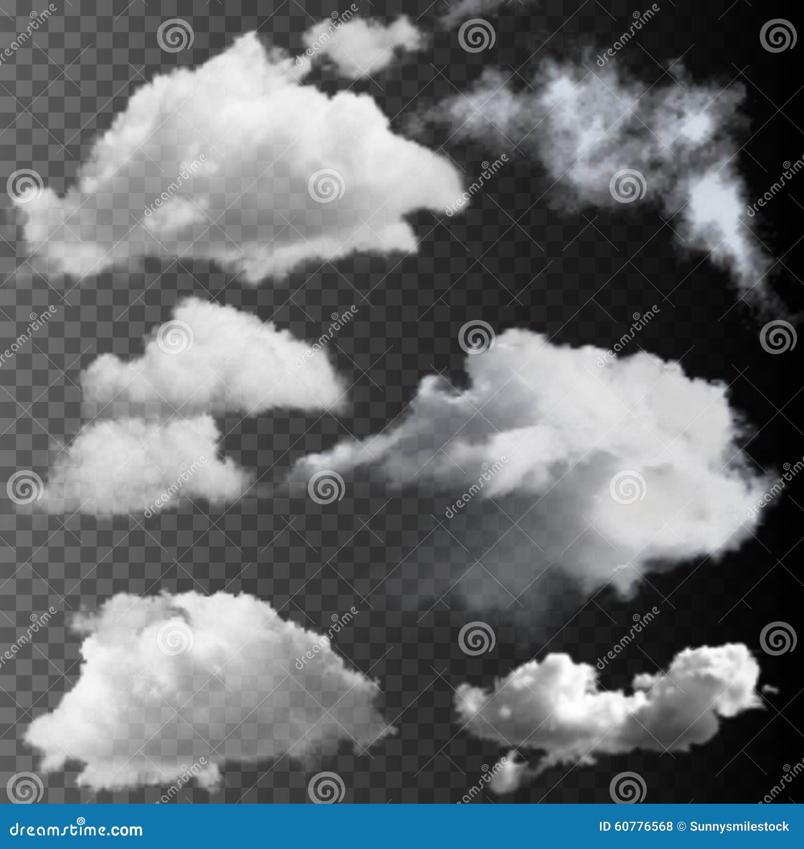 Set of transparent clouds stock illustration. Illustration of season ...