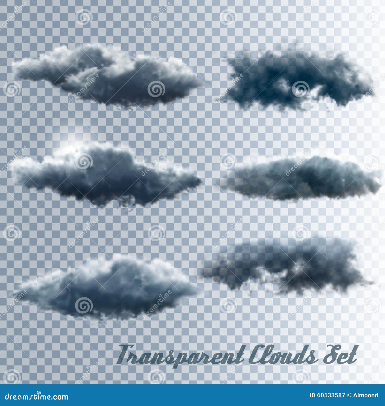 Set of transparent clouds. stock vector. Illustration of cloud - 60533587