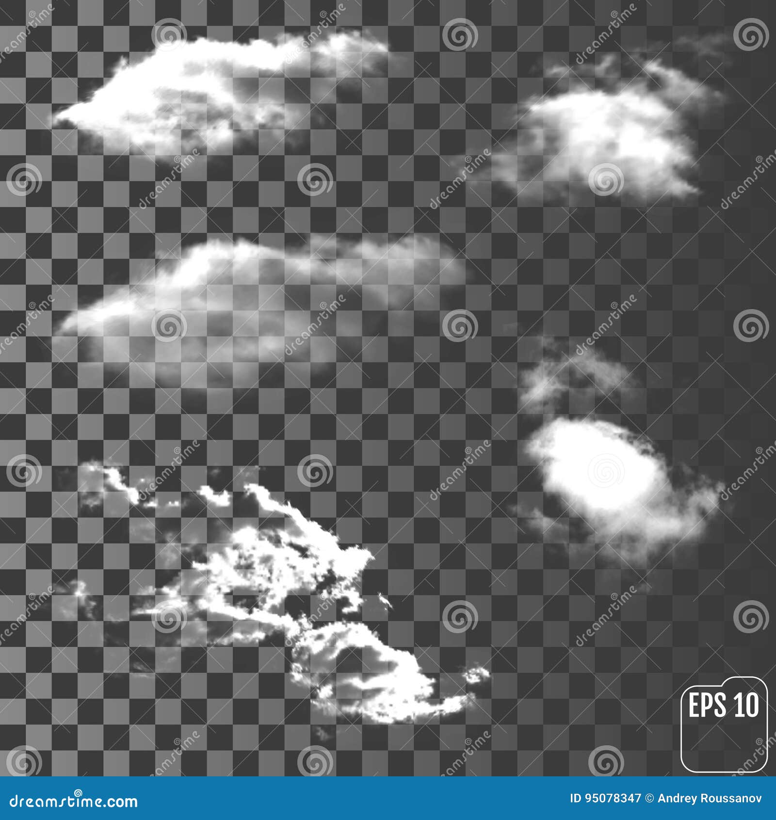 Set of transparent clouds. stock vector. Illustration of background ...