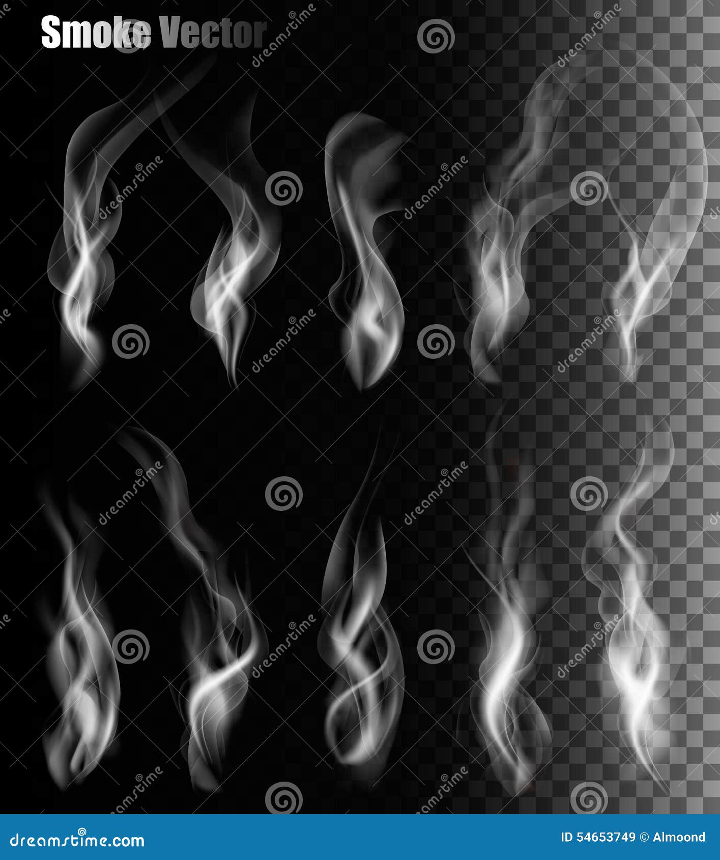 Set of Transparent Different Smoke Vectors. Stock Vector - Illustration ...