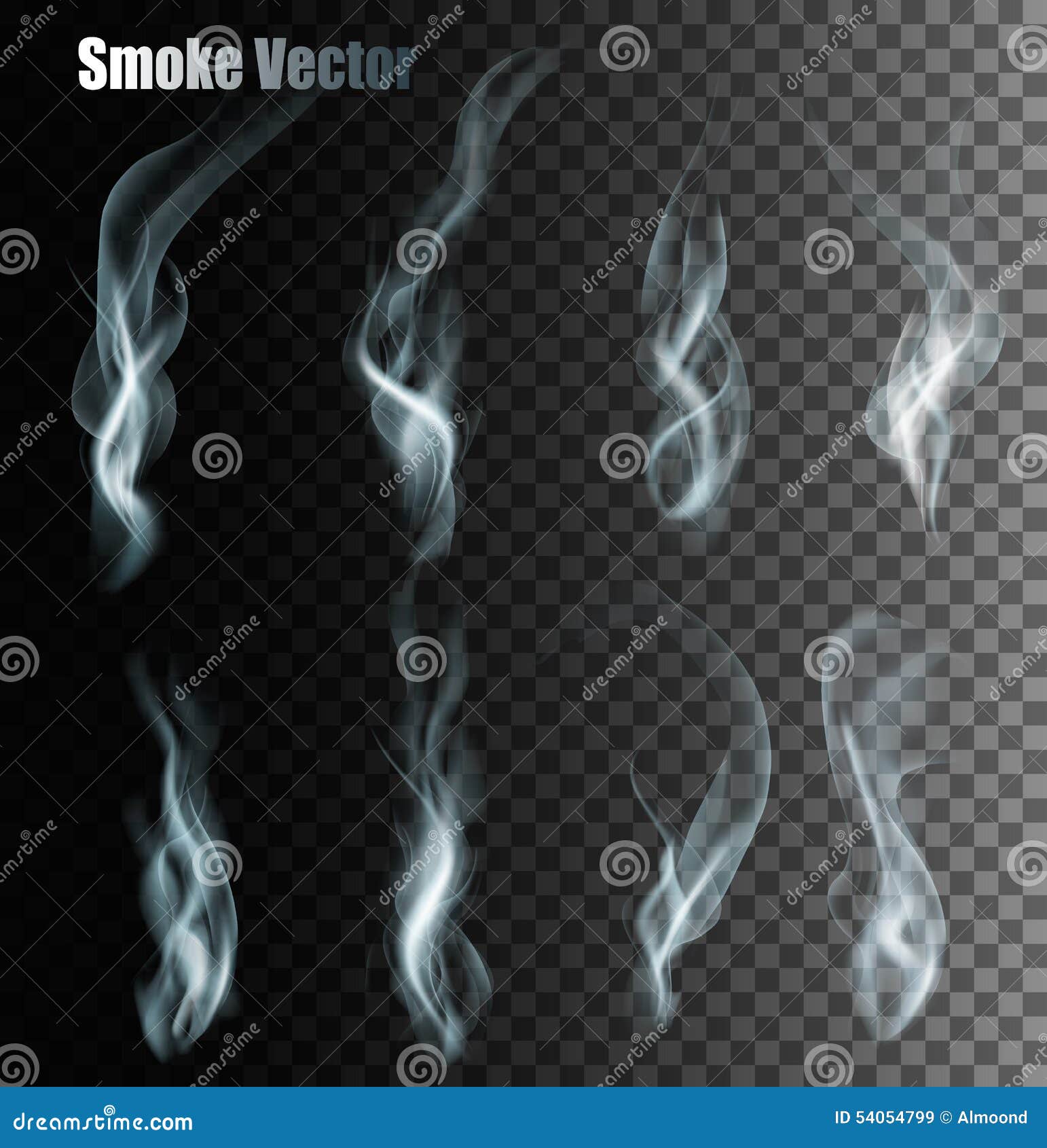 Set of Transparent Different Smoke Vectors. Stock Vector - Illustration ...