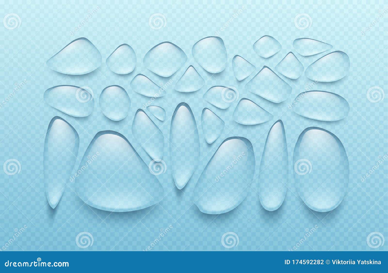 Set of Transparent Drops of Different Shapes in Gray Colors. the Real ...