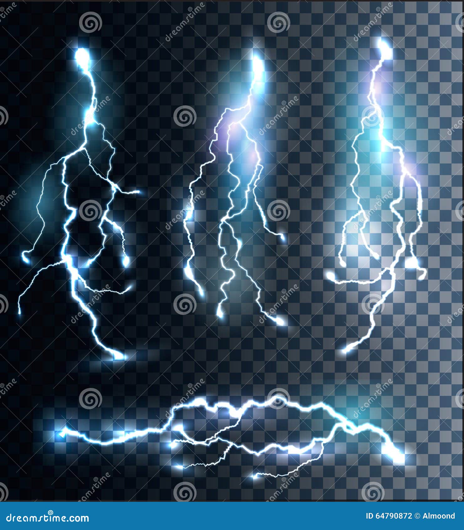 Set of Transparent Electric Lightning Bolts. Stock Vector ...