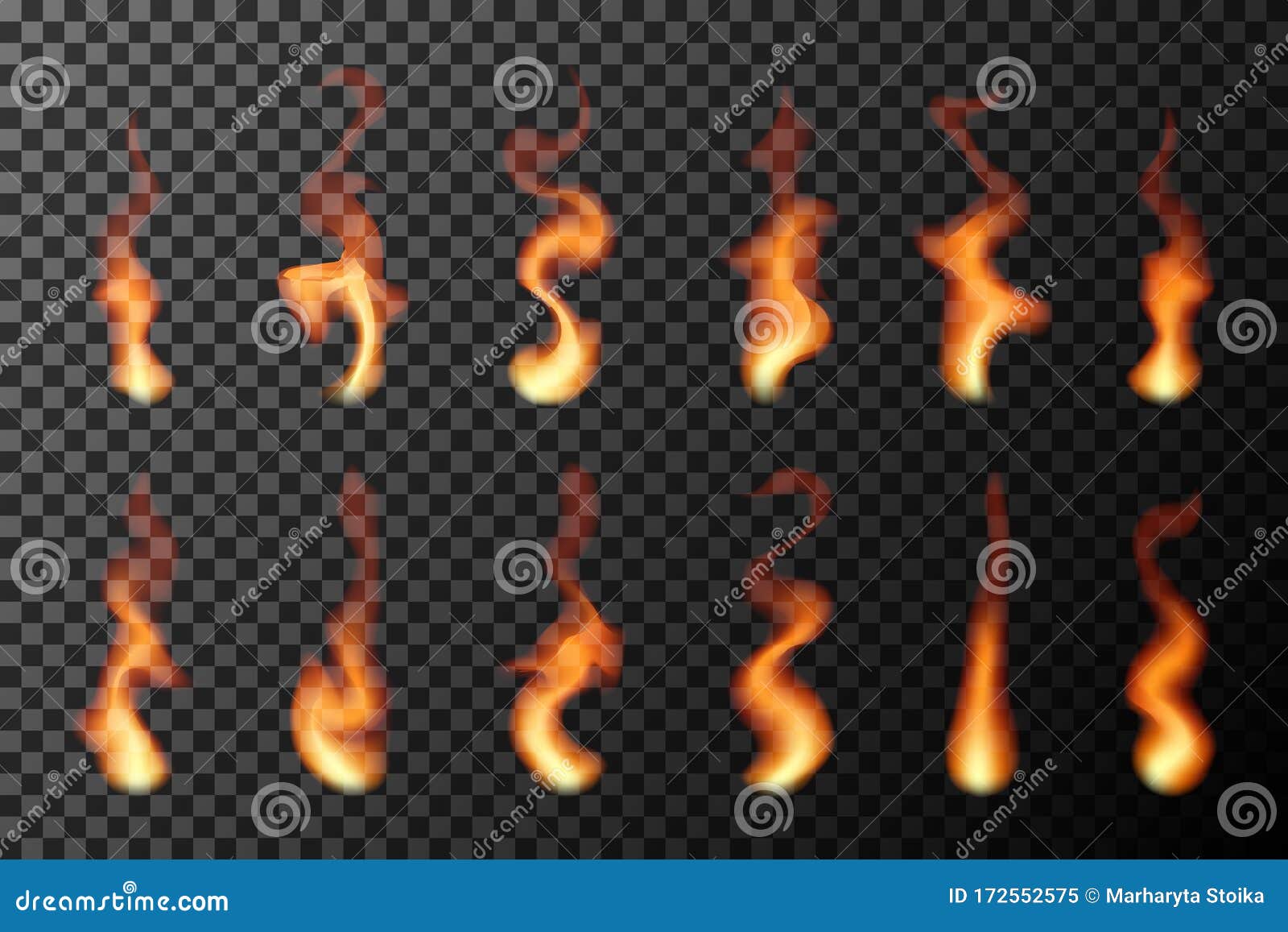 Set of Transparent Fire Flames. Stock Vector - Illustration of bonfire ...