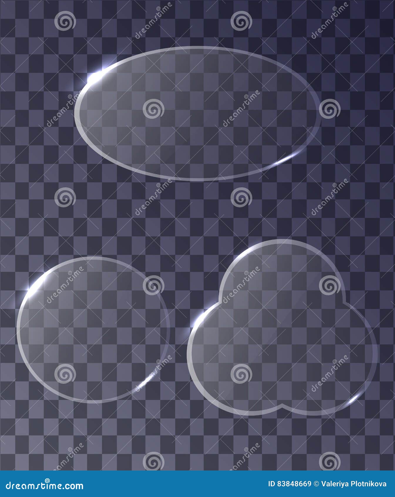 Set of Transparent Glass Circular Banners with Glare. Stock Vector ...