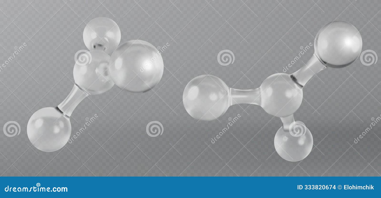 Set of Transparent Glass Molecules Model. 3D Abstract Molecular ...