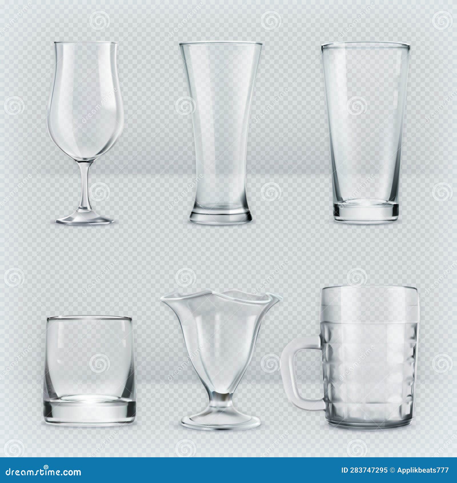 Set of Transparent Glasses Goblets, Vector Icon Stock Vector ...