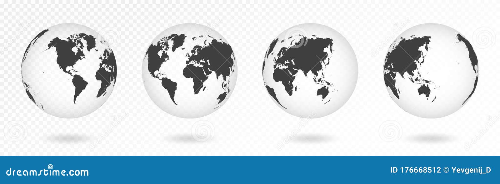 Set of Transparent Globes of Earth. Realistic World Map in Globe Shape ... Set of Transparent Globes of Earth. Realistic World Map in Globe Shape ...