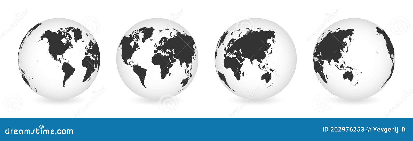 Set of Transparent Globes of Earth. Realistic World Map in Globe Shape ...