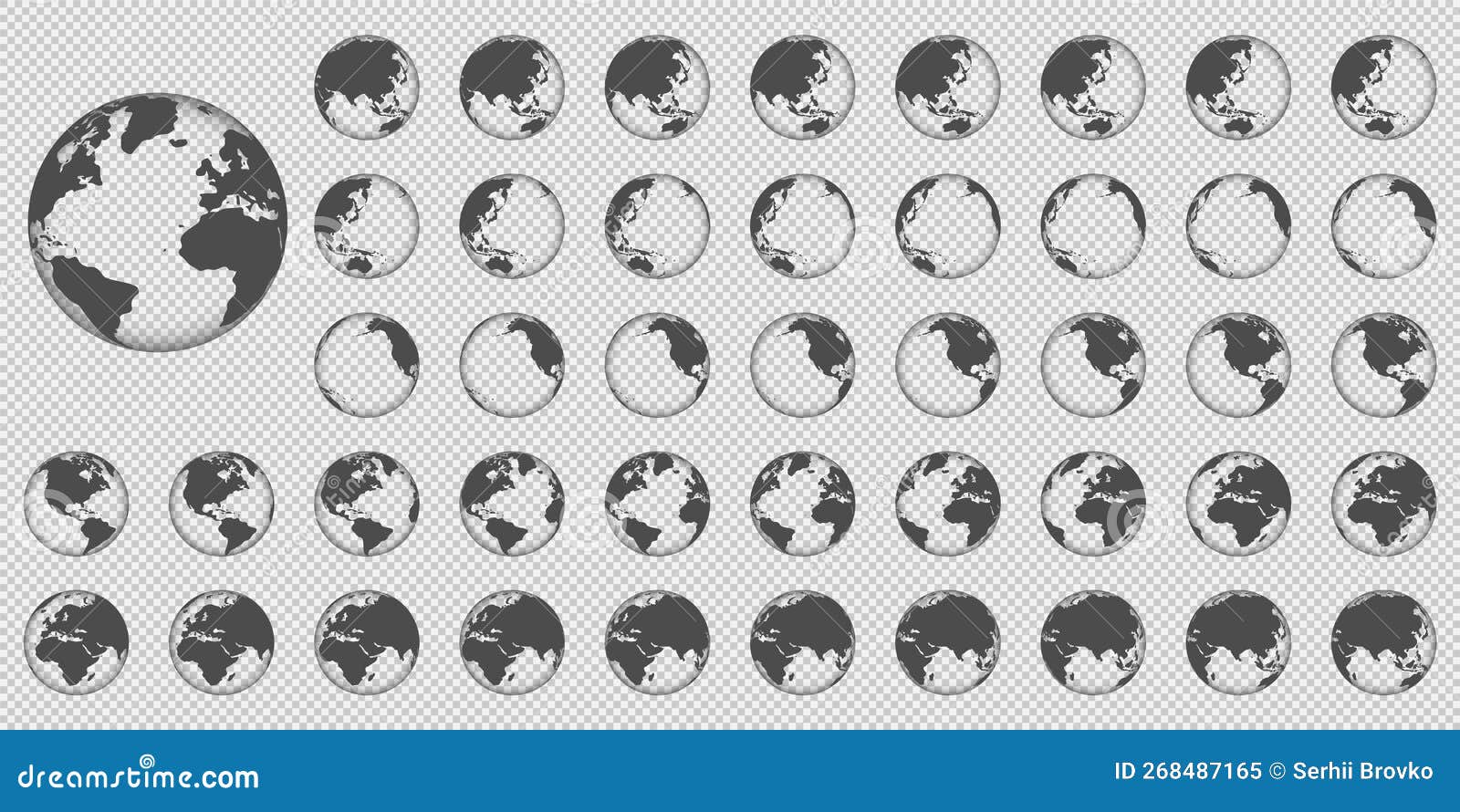 Set of Transparent Globes of Earth. Realistic World Map in Globe Shape ... Set of Transparent Globes of Earth. Realistic World Map in Globe Shape ...