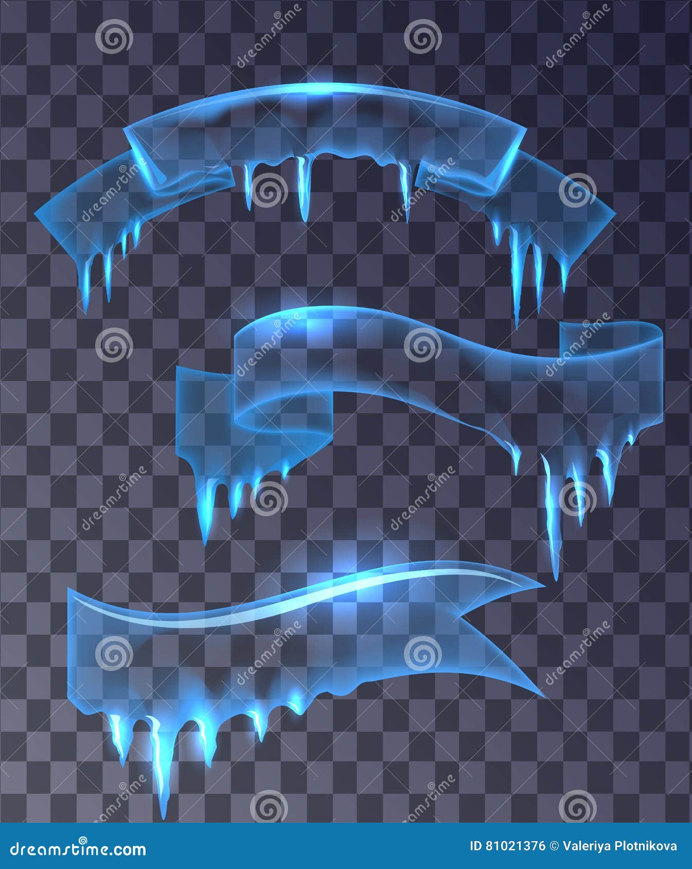 Set of Transparent Ice Banners Ribbons. Stock Vector - Illustration of ...