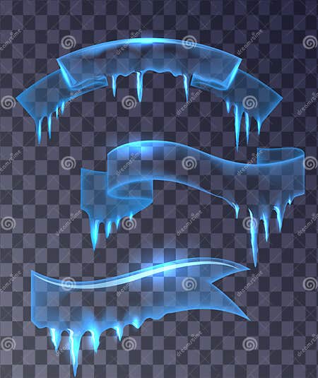 Set of Transparent Ice Banners Ribbons. Stock Vector - Illustration of ...