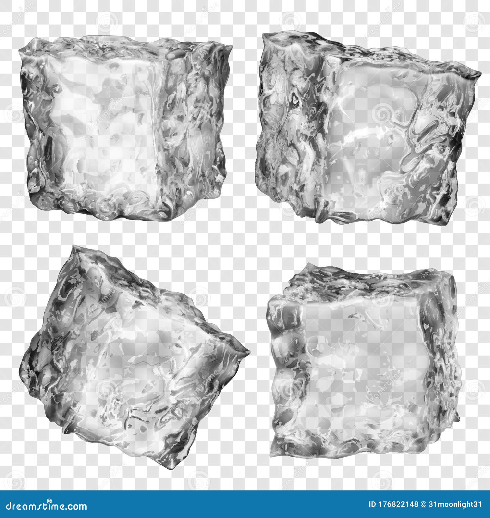 Set of Transparent Ice Cubes Stock Vector - Illustration of cool, solid ...