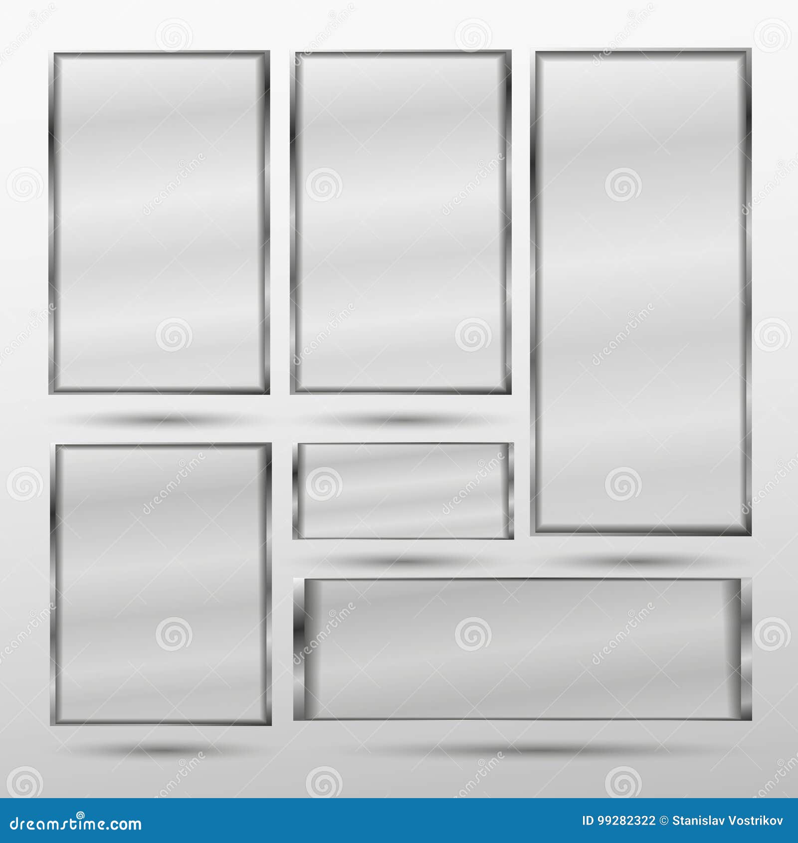 Set Transparent Minimalistic Banner with Metal Frame Stock Vector ...