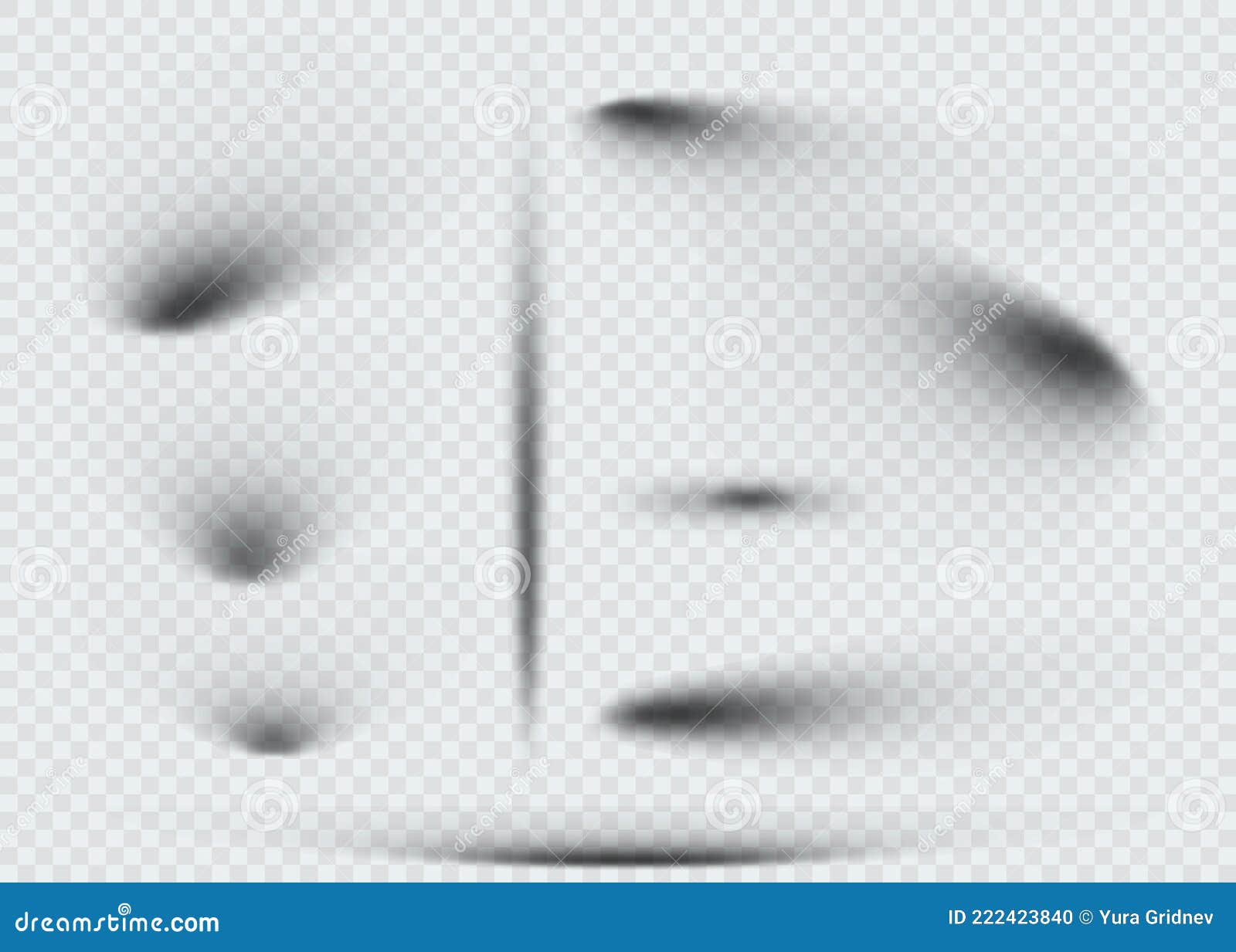 Set of Transparent Oval Shadow with Soft Edges Isolated. Vector ...