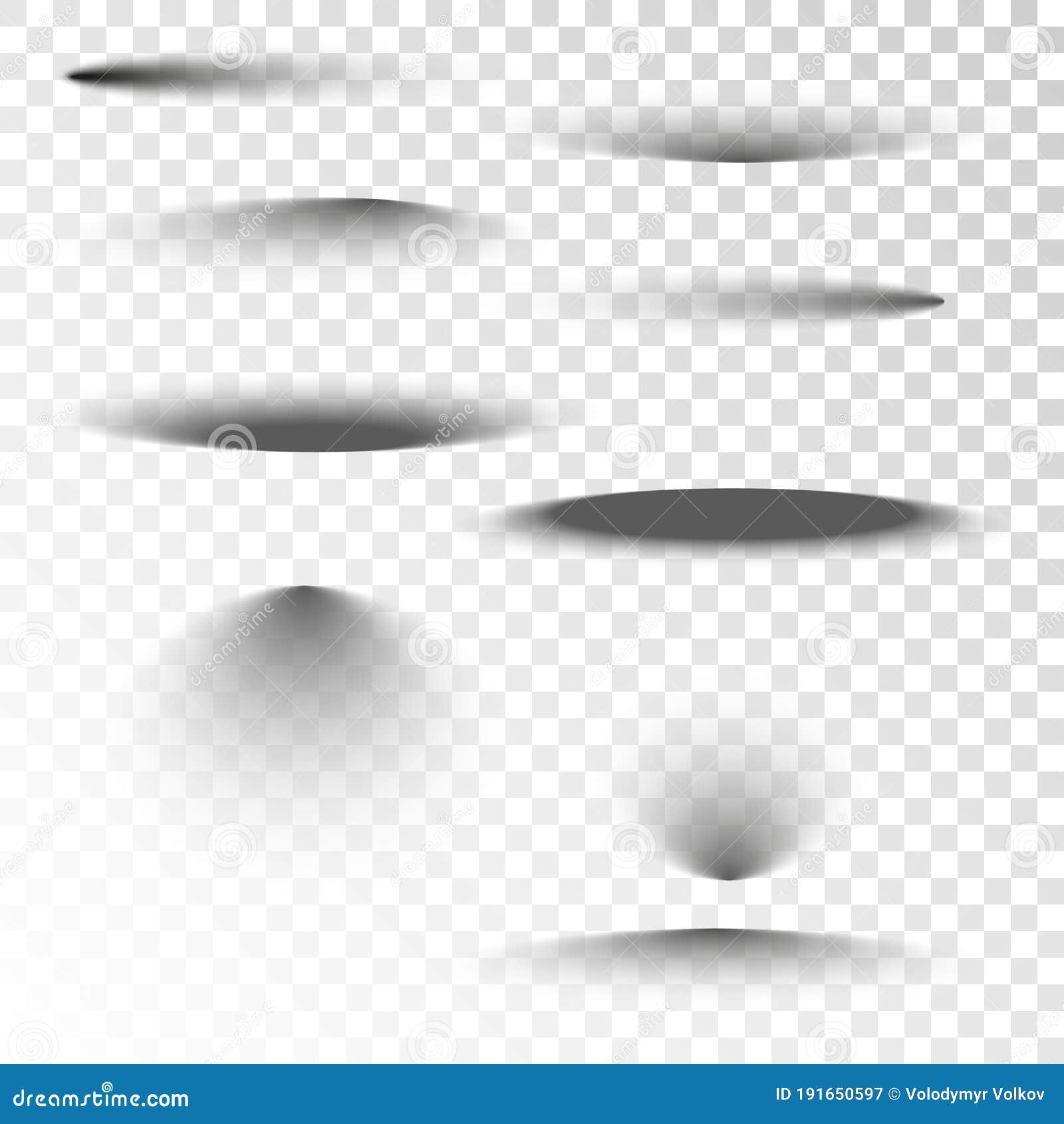 Set of Transparent Oval Shadow with Soft Edges Isolated. Vector ...