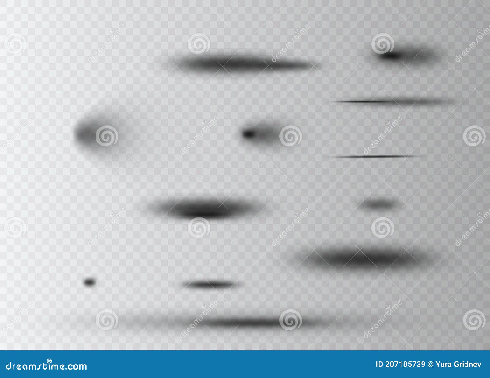 Set of Transparent Oval Shadow with Soft Edges Isolated. Vector ...