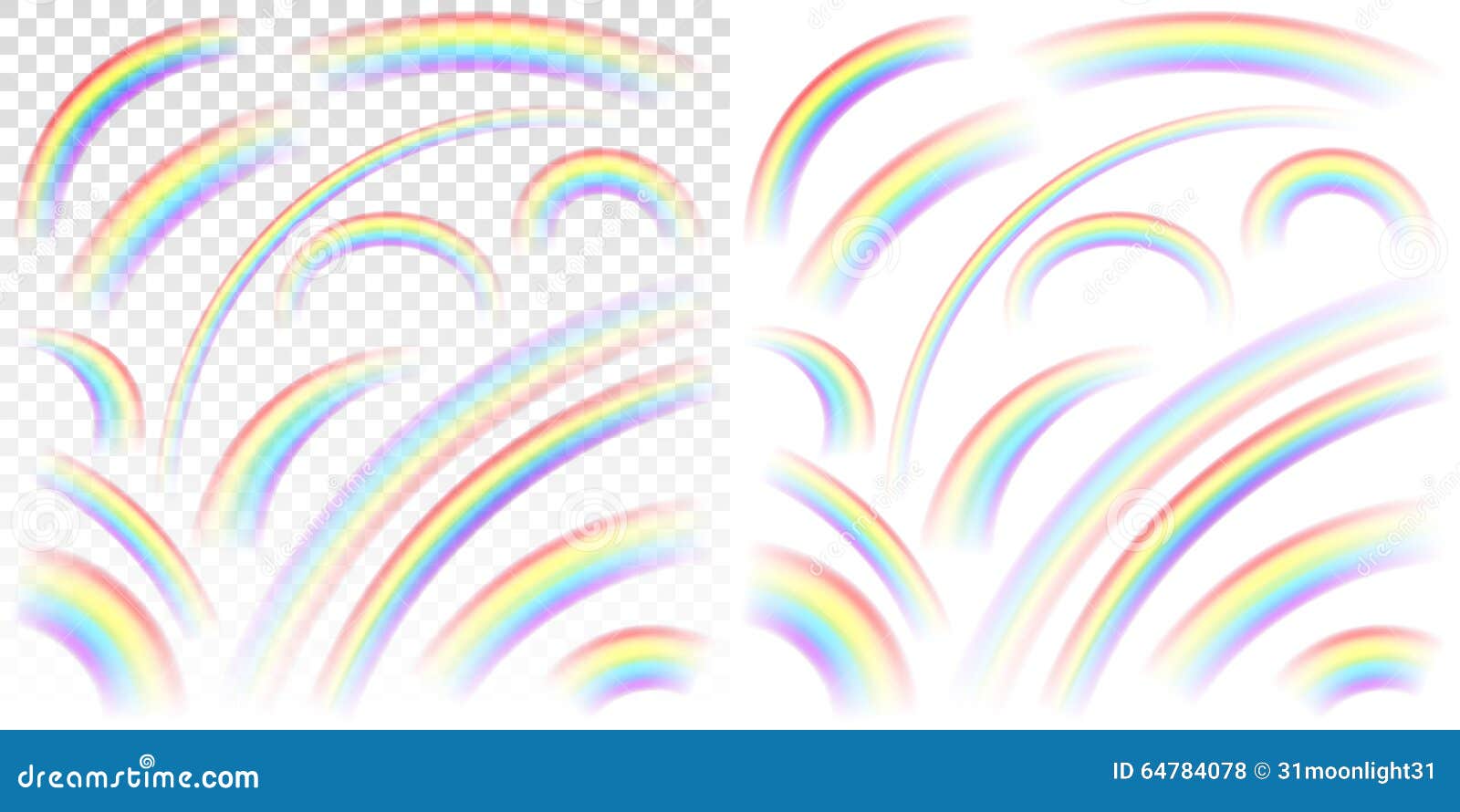 Set of Transparent Rainbows in Various Sizes and Shapes on Trans Stock ...