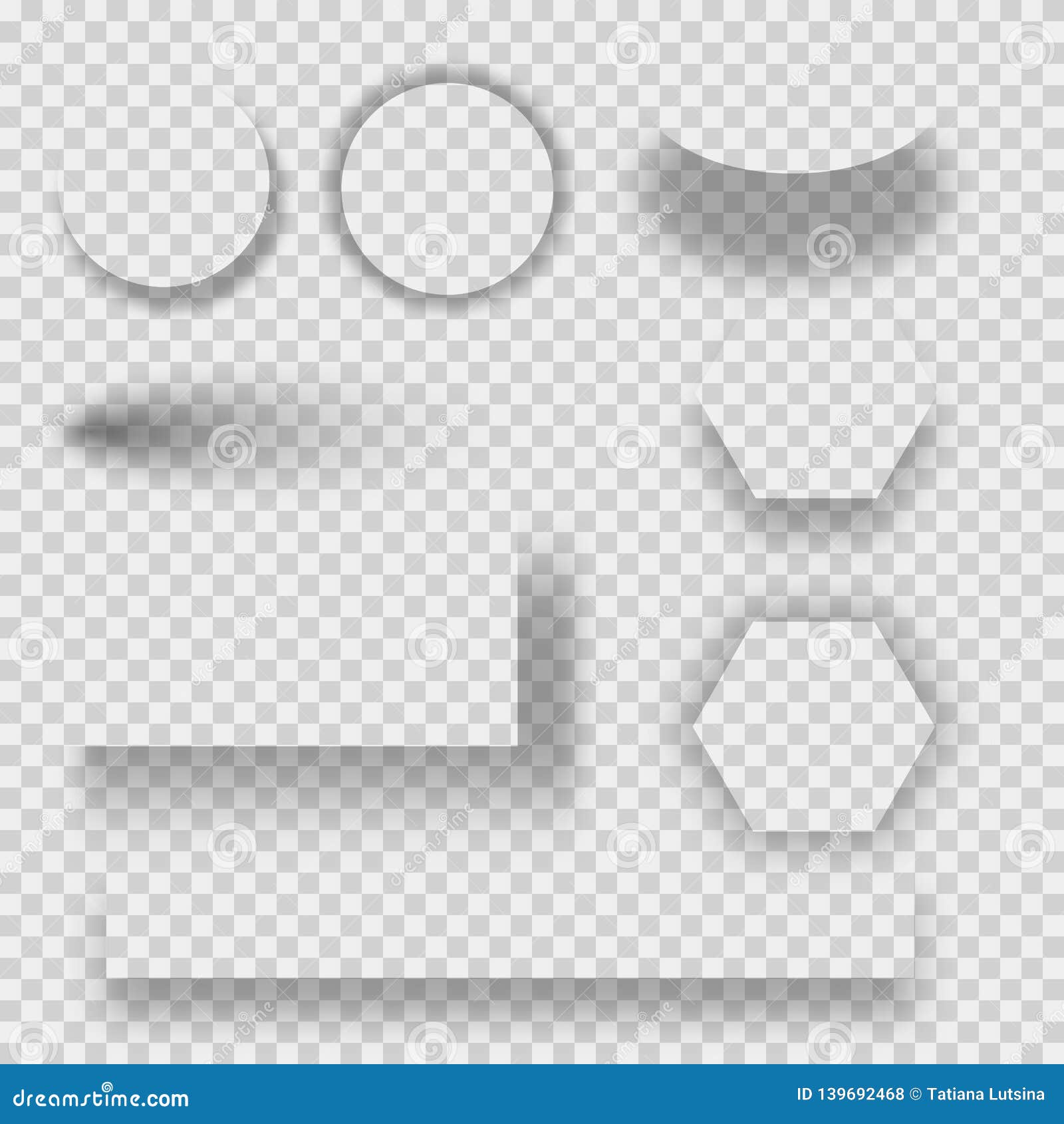 Set of Transparent Shadow with Soft Edges Isolated. Set of Round and ...