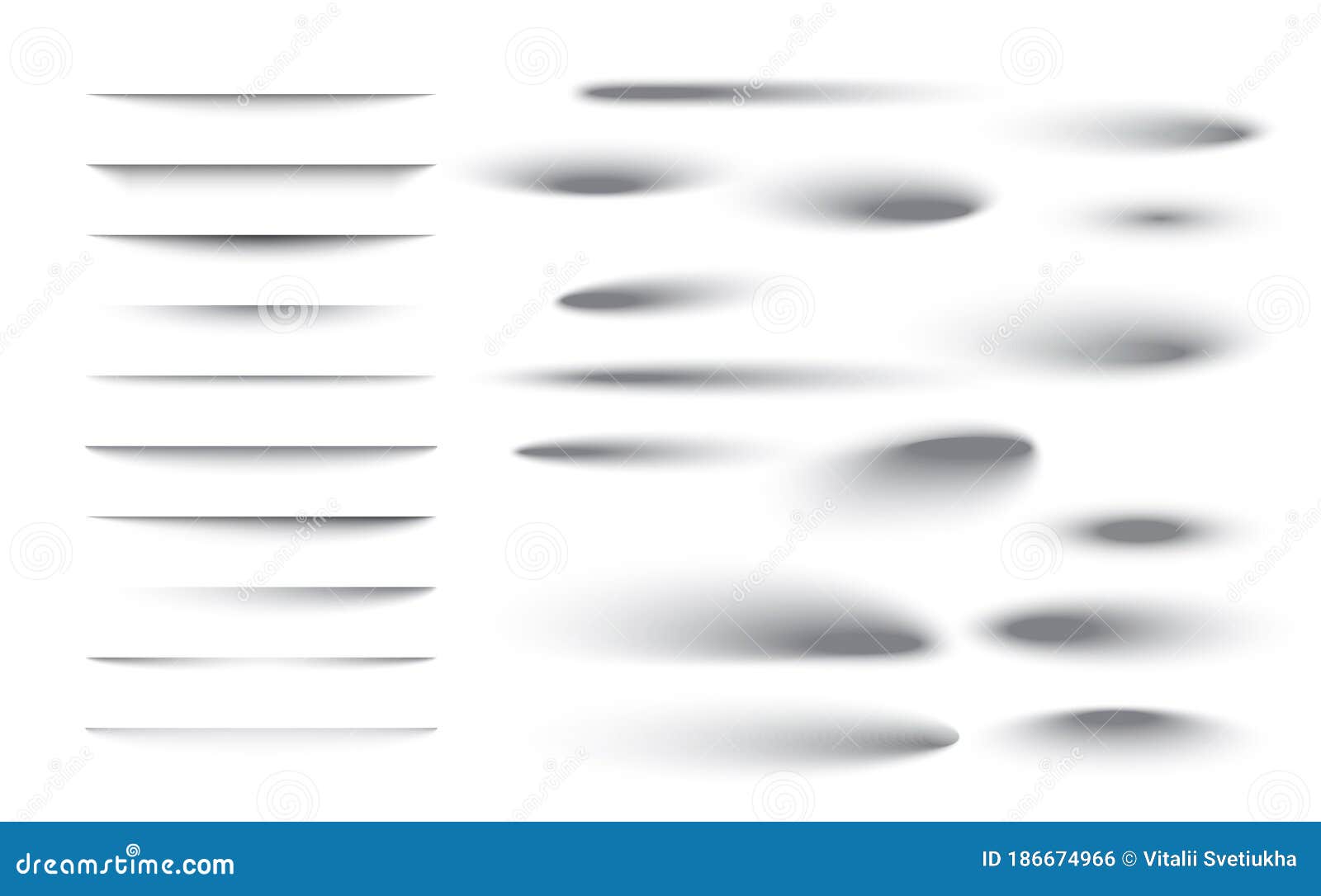 Set of Transparent Shadow with Soft Edges. Realistic Shadow Effect ...