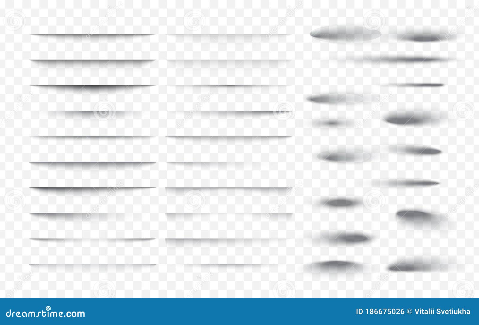 Set Of Transparent Shadow With Soft Edges. Realistic Shadow Effect ...