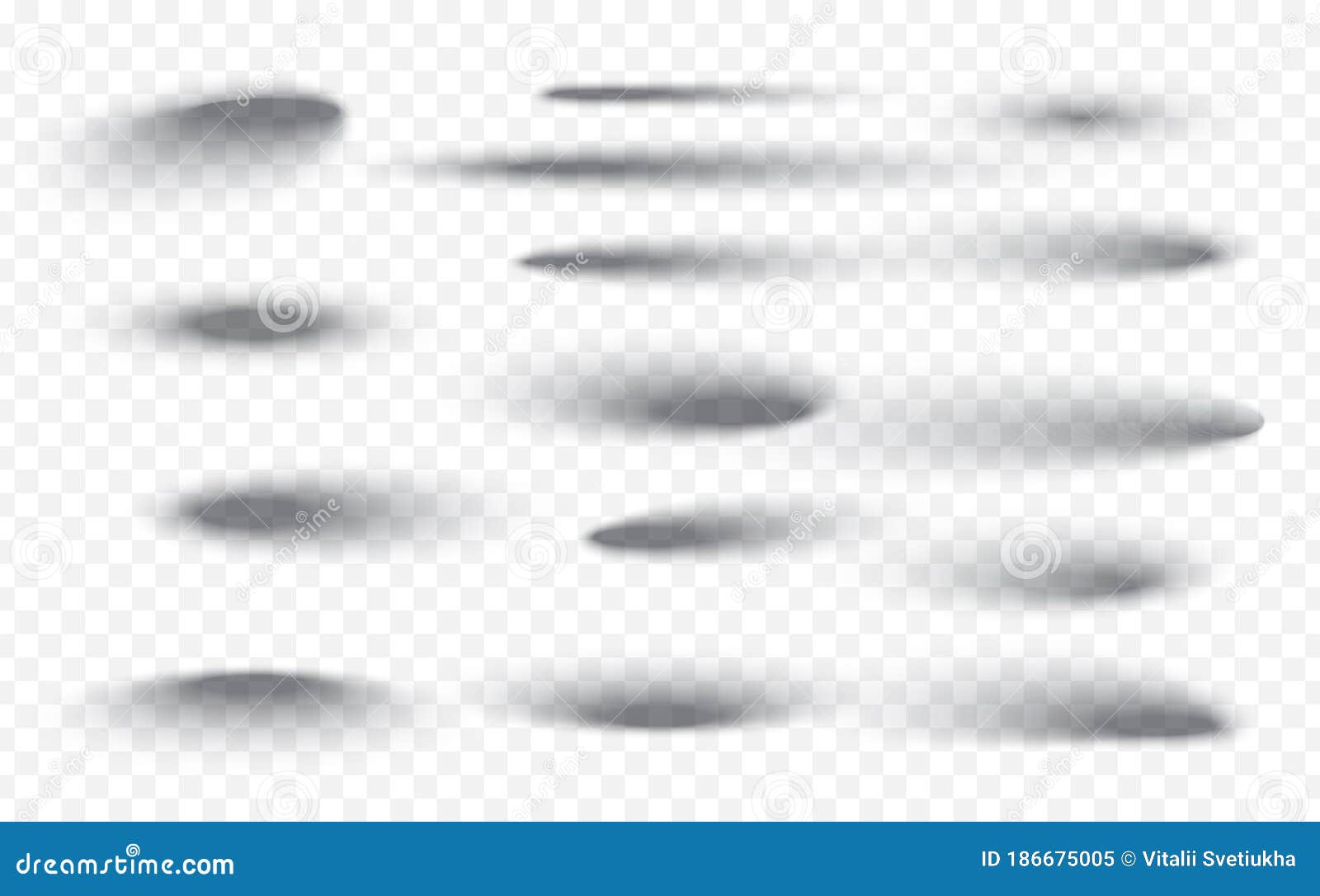 Set Of Transparent Shadow With Soft Edges. Realistic Shadow Effect ...