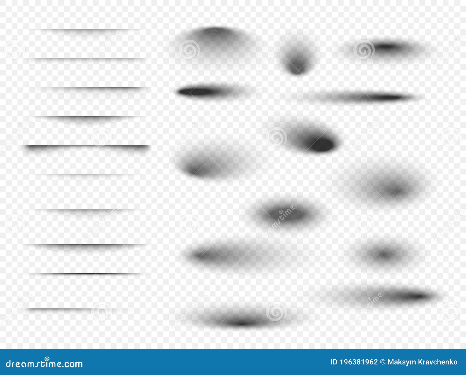 Set of Transparent Shadow with Soft Edges. Realistic Shadow Effect ...