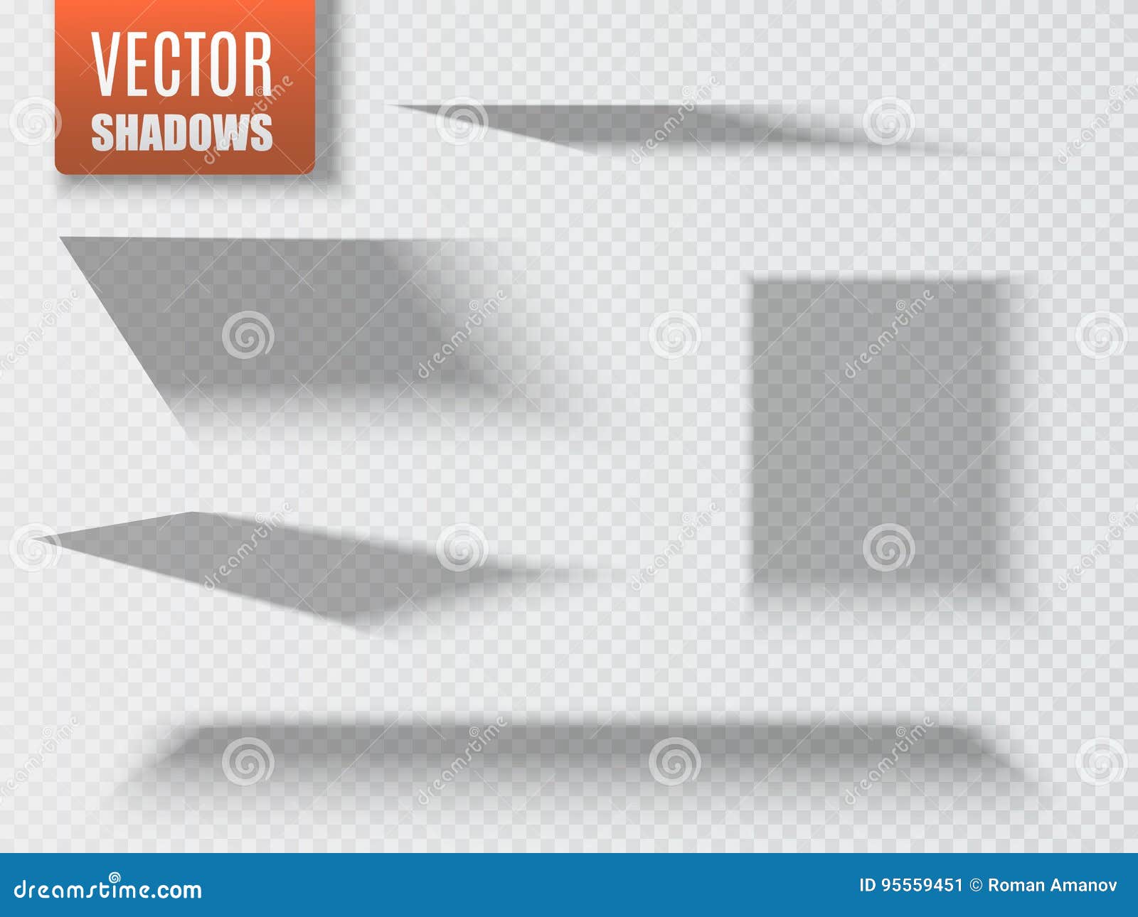 Set of Transparent Square Shadow with Soft Edges Isolated. Vector Stock ...