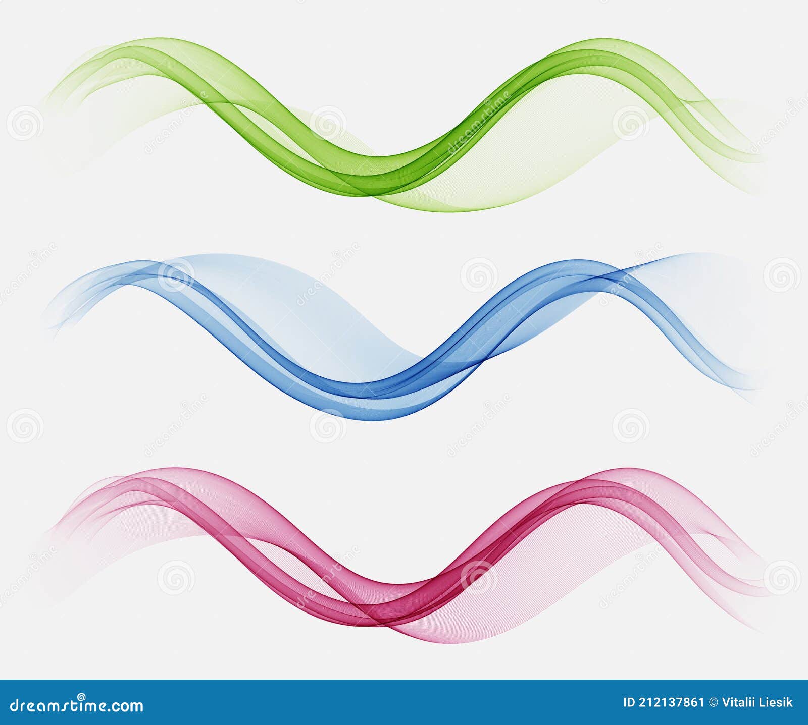 A Set of Transparent Waves.Abstract Colour Background Waves. Stock ...